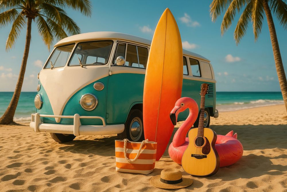 Vintage beach adventure setup | Free Photo - rawpixel