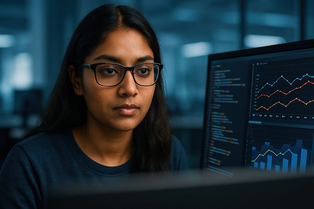 Focused data analyst examining graphs. | Free Photo - rawpixel