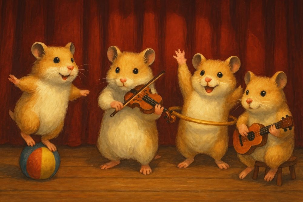 Charming hamster musical performance. | Free Photo Illustration - rawpixel