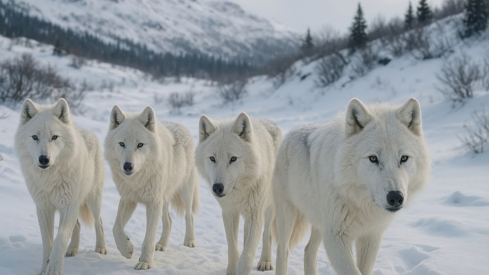 Majestic wolves in snowy wilderness | Free Photo - rawpixel