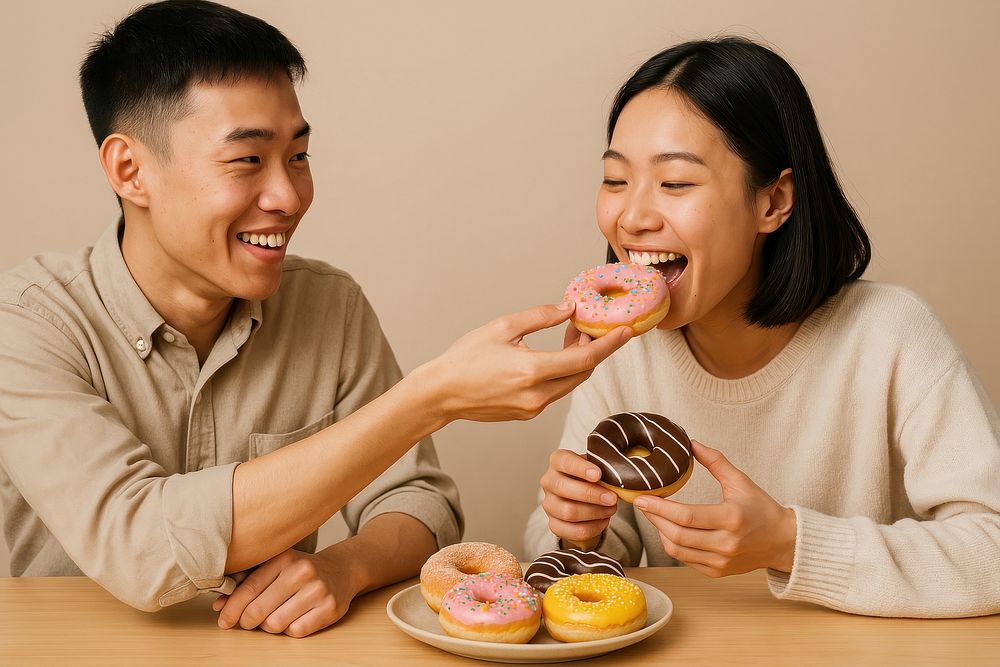 Joyful friends sharing donuts. | Free Photo - rawpixel