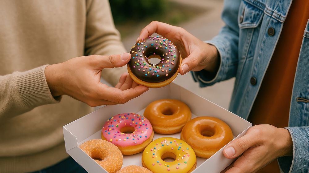 Colorful donuts shared outdoors | Free Photo - rawpixel