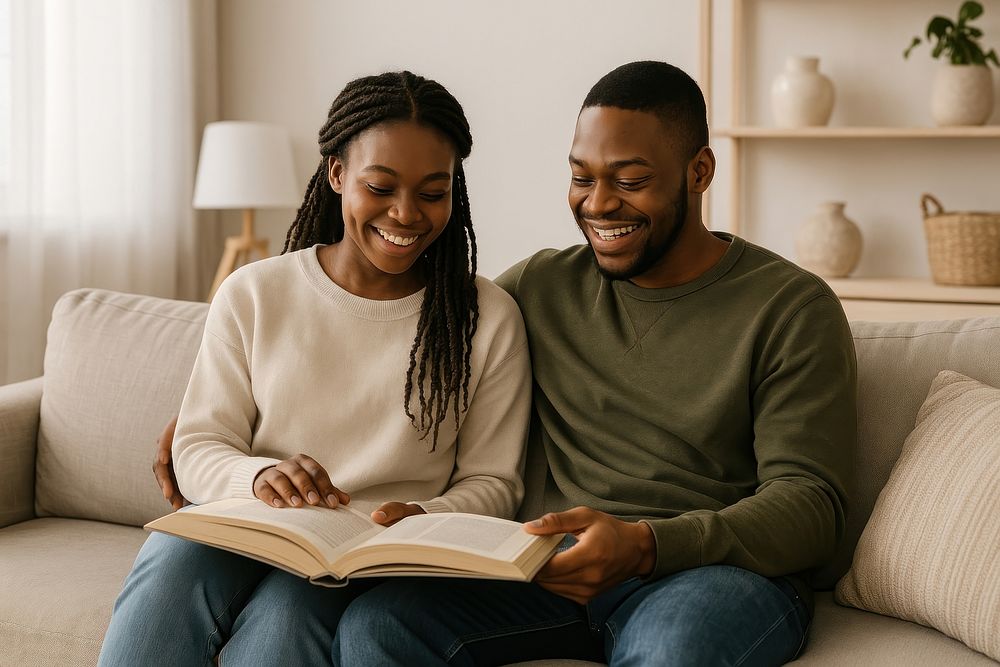 Couple reading book together happily. | Free Photo - rawpixel