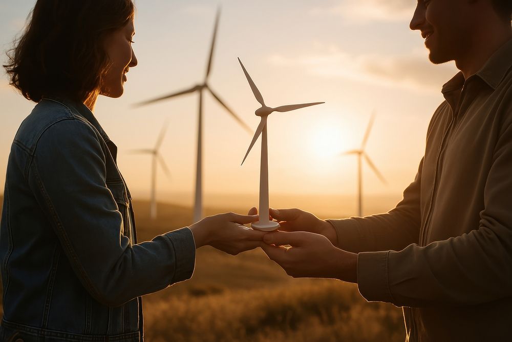 Renewable energy collaboration at sunset. | Free Photo - rawpixel