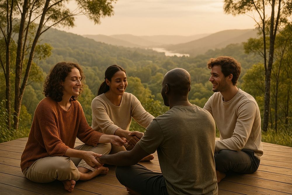 Peaceful group meditation outdoors. | Free Photo - rawpixel