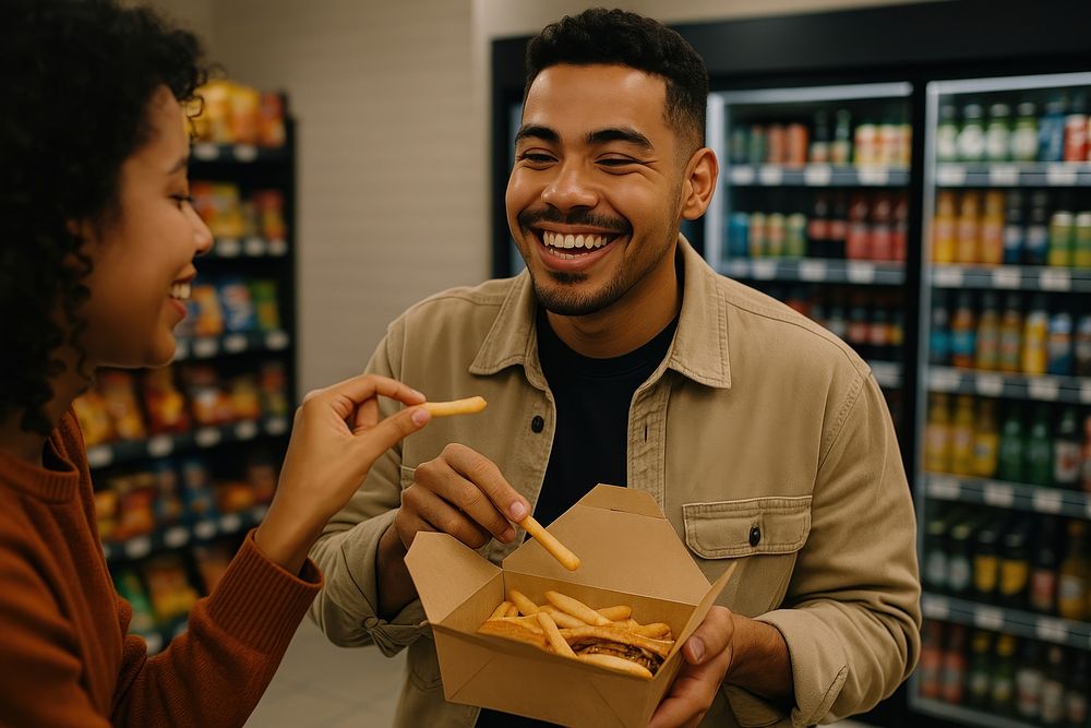 Friends enjoying fast food together. | Free Photo - rawpixel