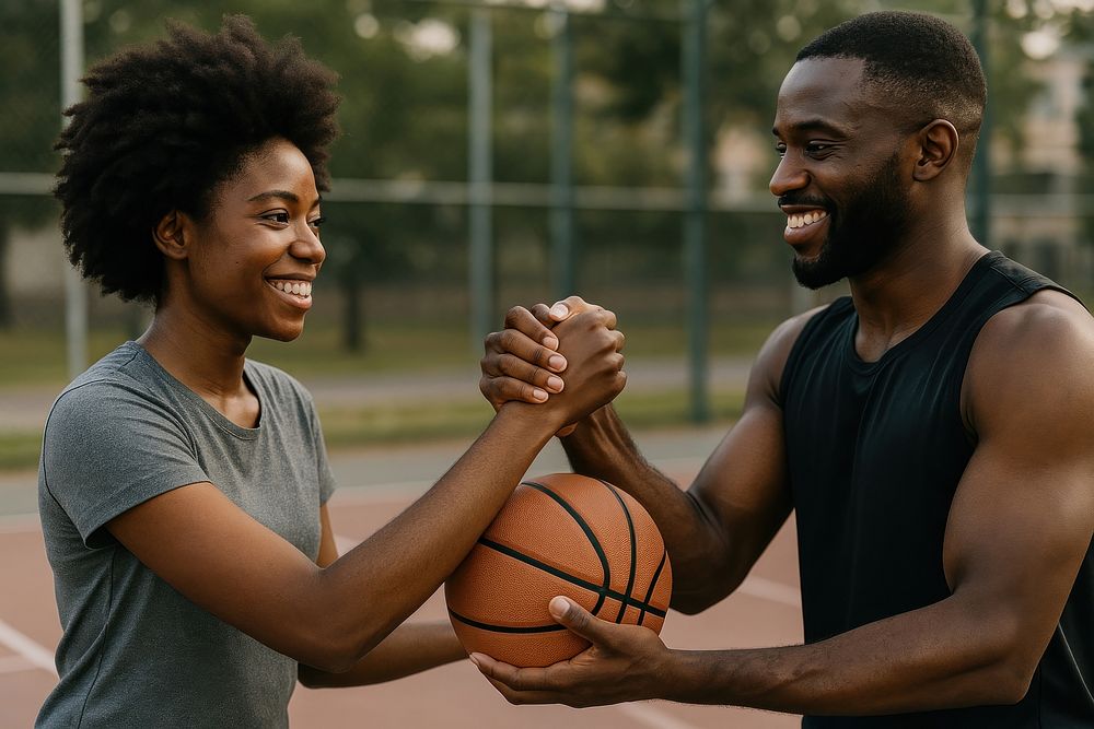 Friendly basketball court handshake | Free Photo - rawpixel