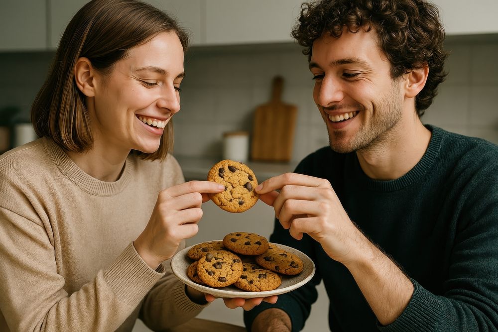 Happy couple sharing cookies. | Free Photo - rawpixel
