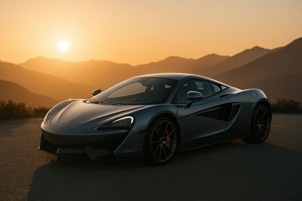 Sleek car at sunset mountains. | Free Photo - rawpixel