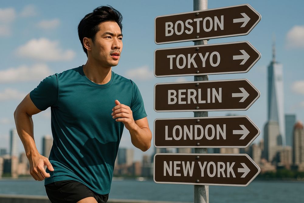 Man running near city signs | Free Photo - rawpixel