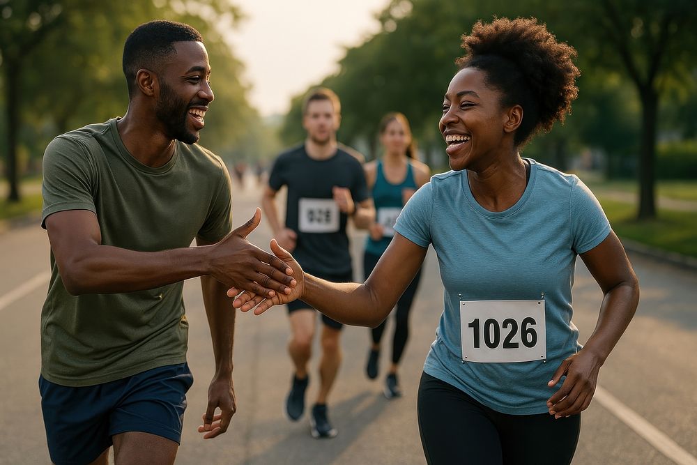 Joyful runners celebrating together | Free Photo - rawpixel
