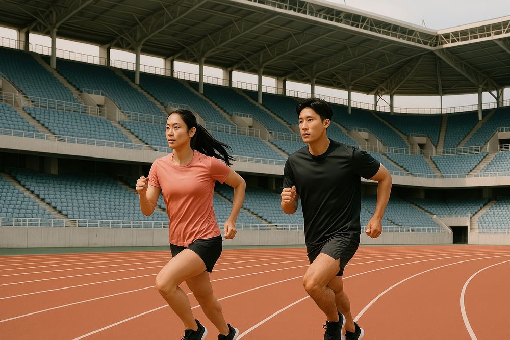 Athletes running in stadium | Free Photo - rawpixel