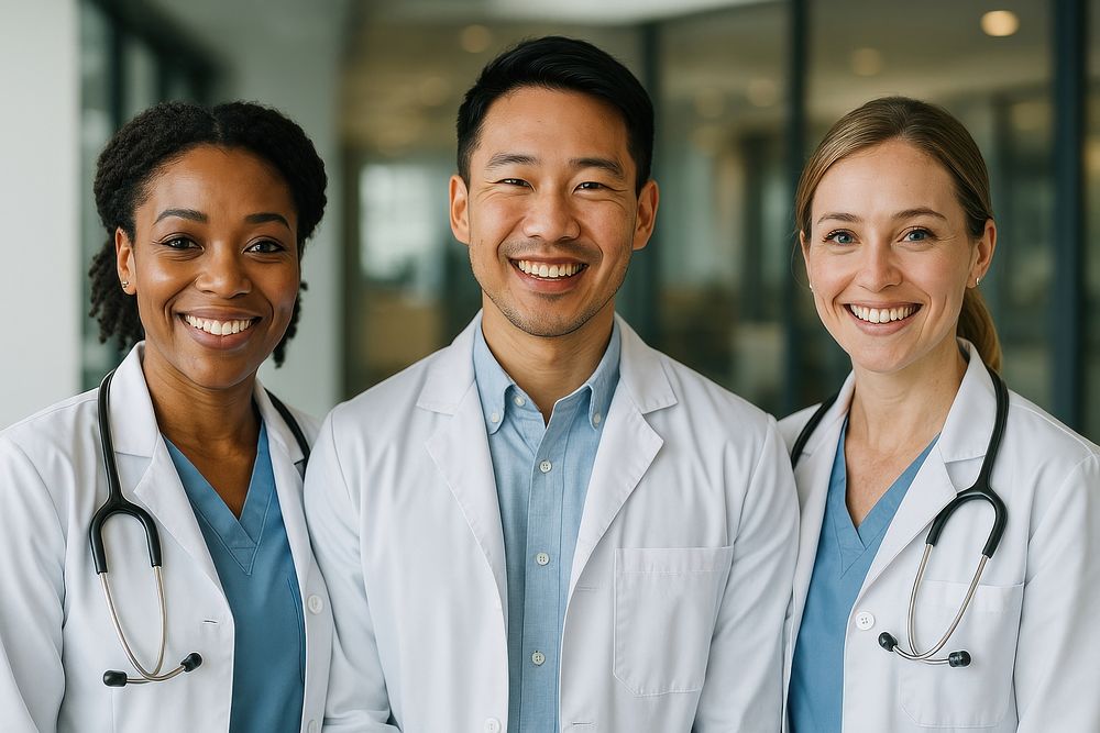 Diverse medical professionals smiling. | Free Photo - rawpixel