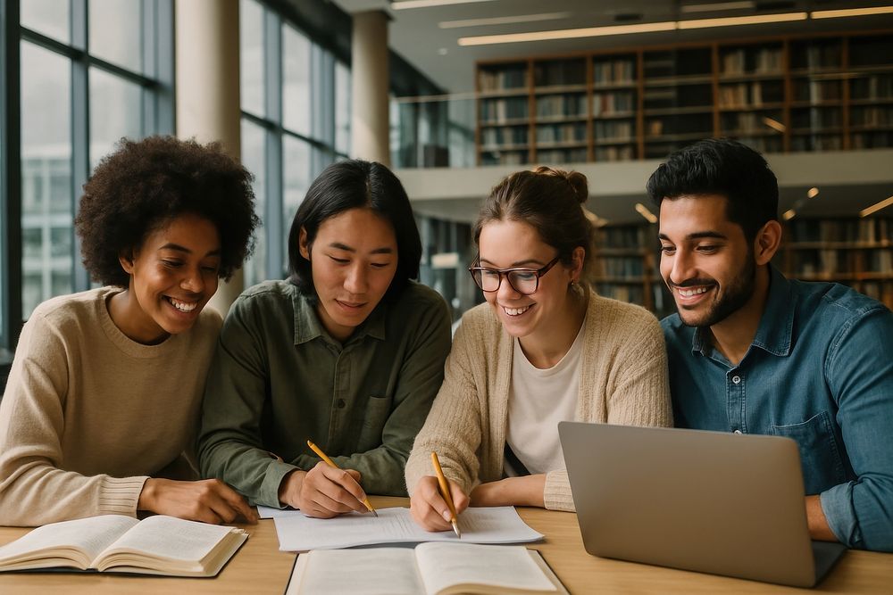 Diverse students studying together happily. | Free Photo - rawpixel