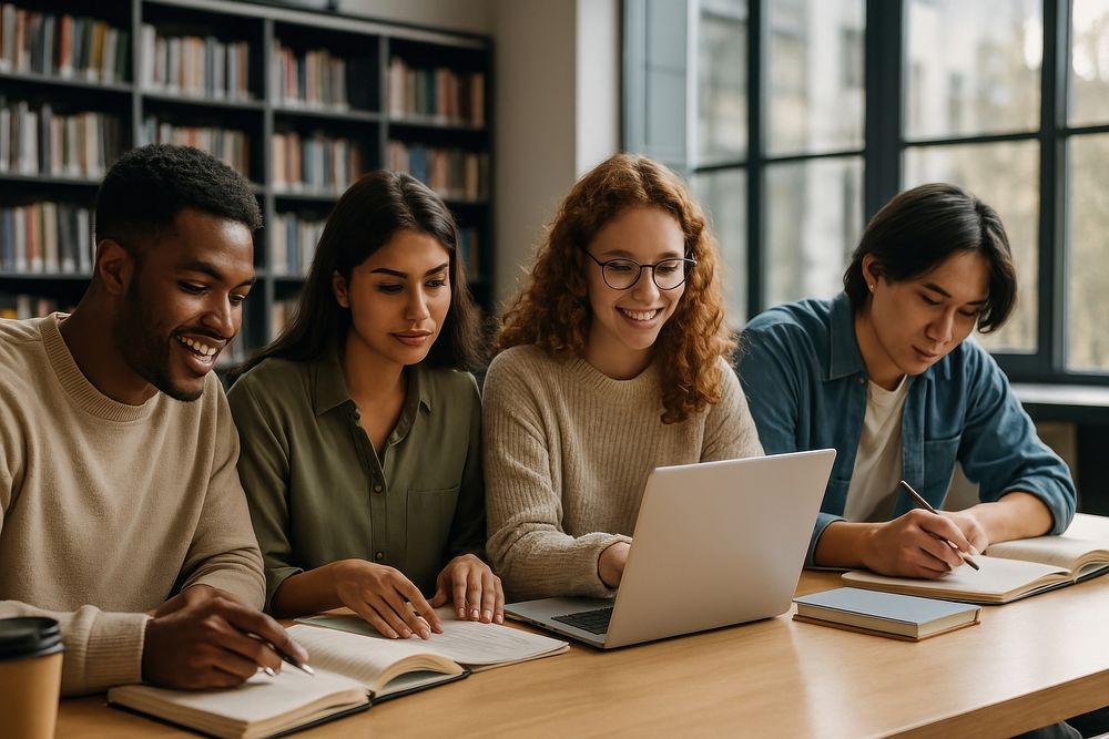 Diverse students studying together happily. | Free Photo - rawpixel