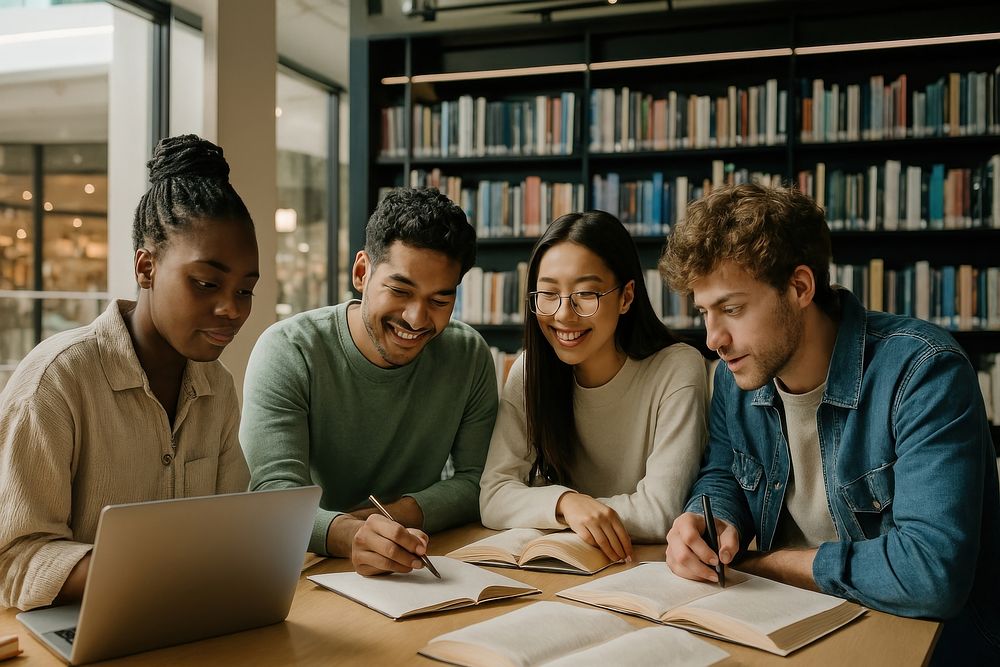 Diverse students studying together happily. | Free Photo - rawpixel