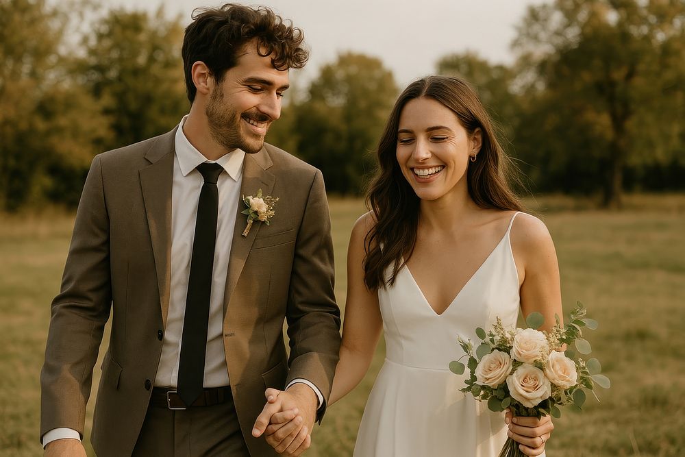Joyful couple's outdoor wedding | Free Photo - rawpixel