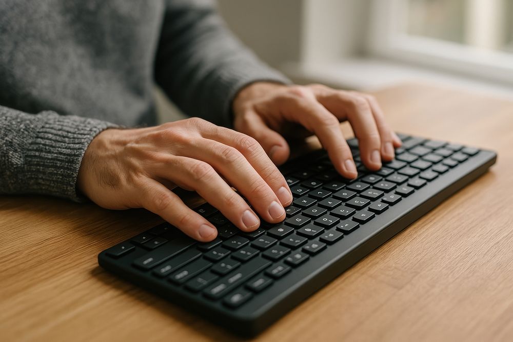 Typing hands on keyboard desk | Free Photo - rawpixel