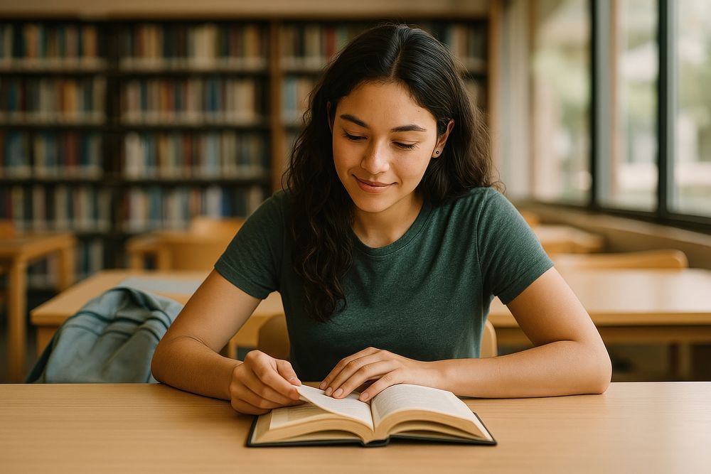 Woman reading book library | Free Photo - rawpixel