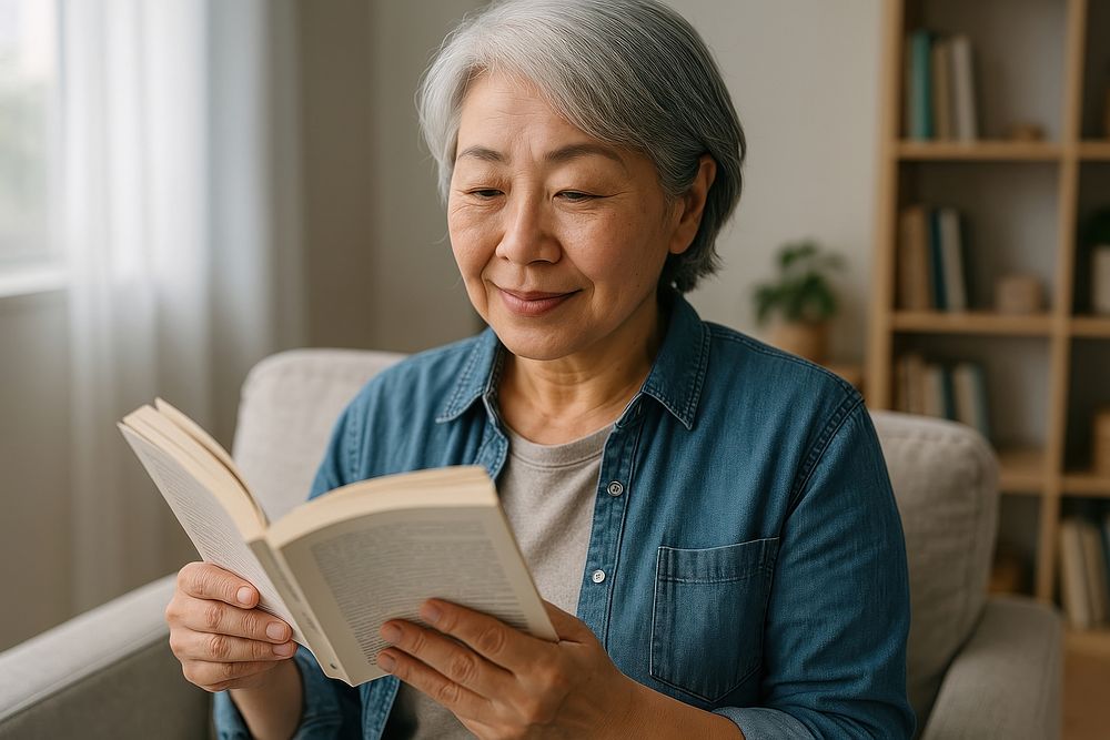 Elderly woman reading book peacefully. | Free Photo - rawpixel