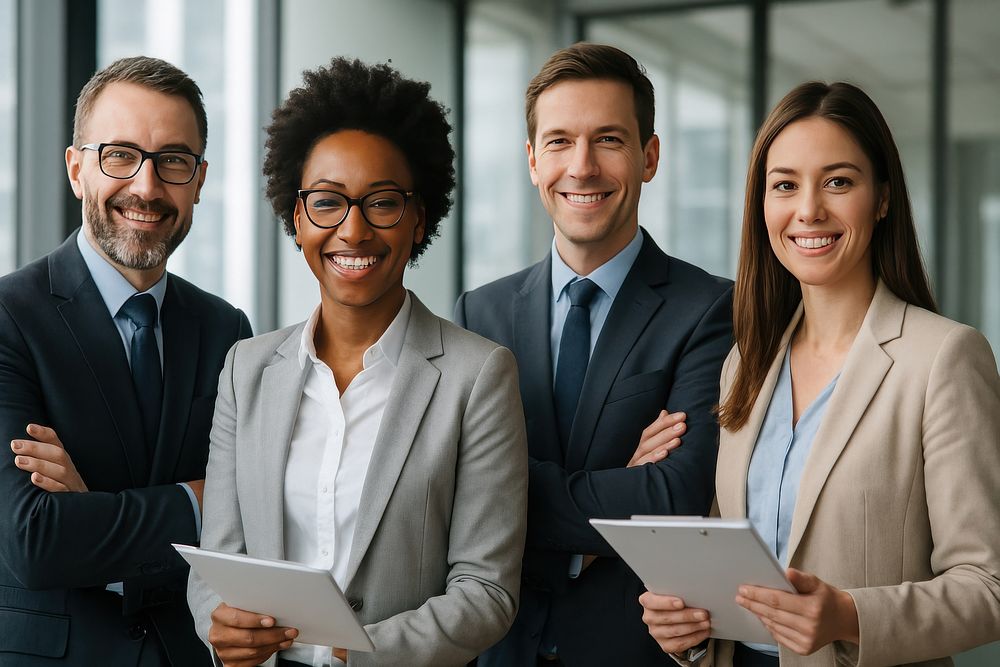 Diverse professionals smiling confidently. | Free Photo - rawpixel