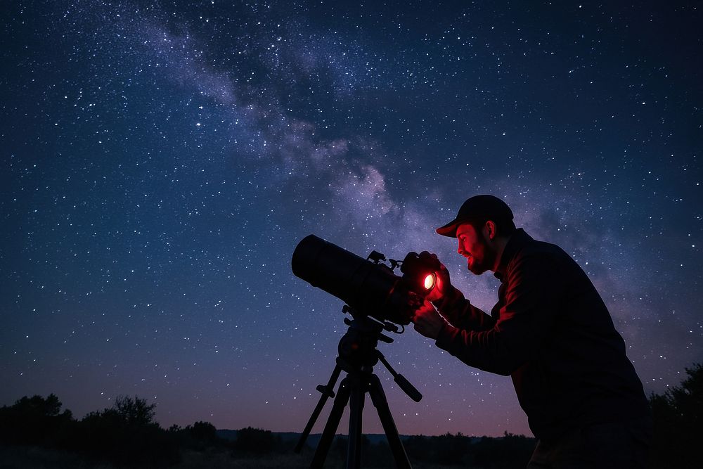 Stargazer observing night sky. | Free Photo - rawpixel