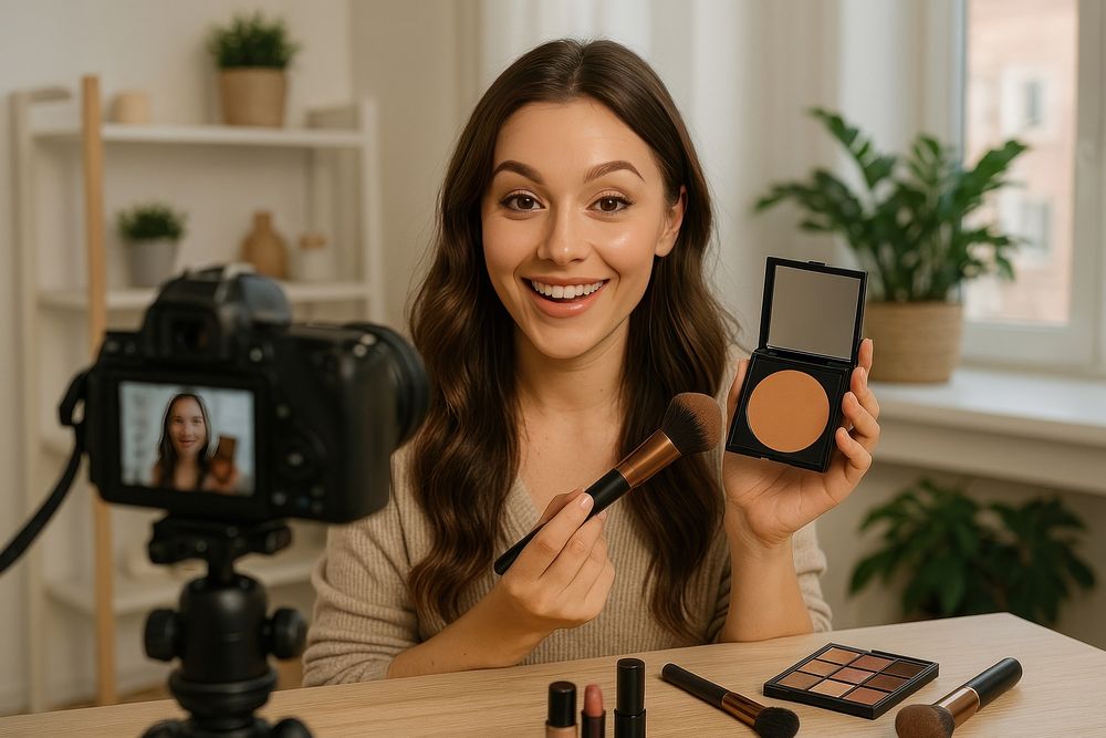 Beauty influencer creating makeup tutorial | Free Photo - rawpixel