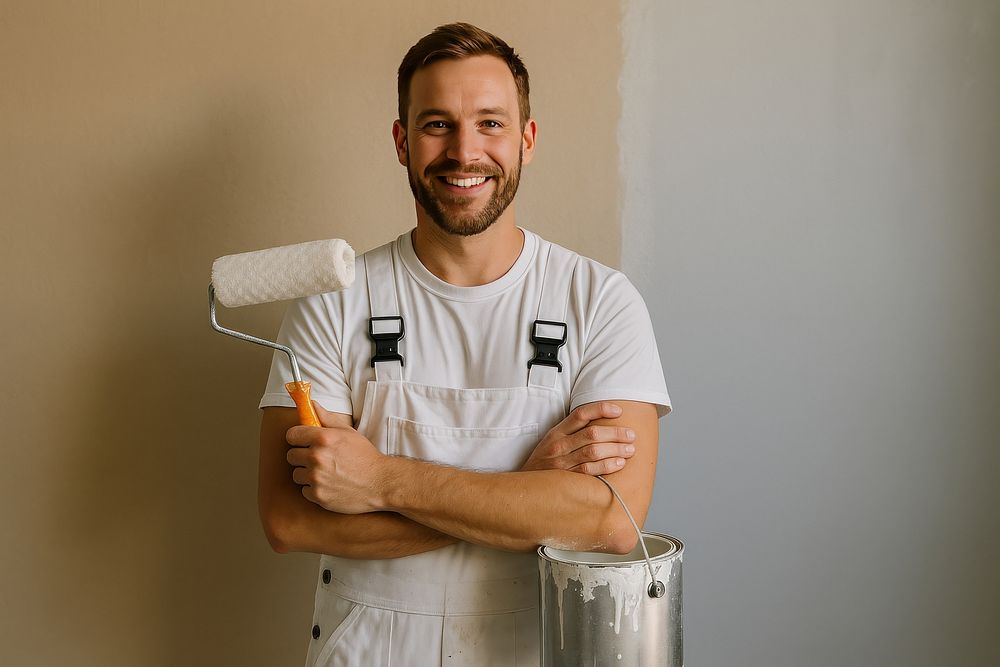 Painter smiling with roller. | Free Photo - rawpixel