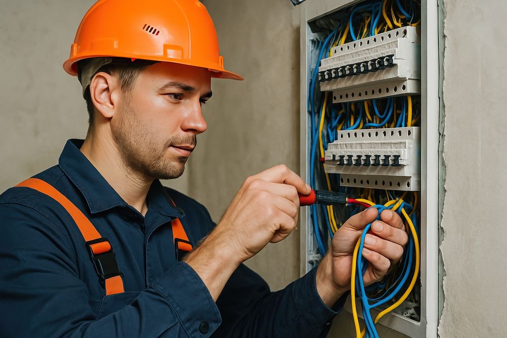 Electrician wiring electrical panel. | Free Photo - rawpixel