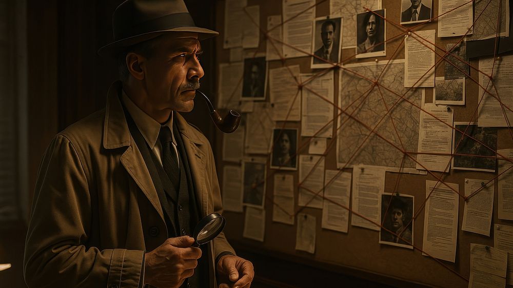 Detective analyzing complex investigation board | Free Photo - rawpixel