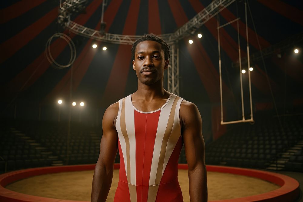 Circus performer in striped leotard. | Free Photo - rawpixel