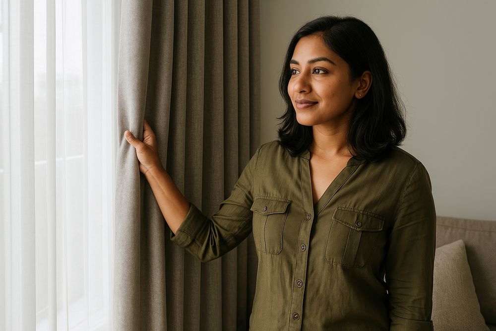 Woman gazing through window thoughtfully | Free Photo - rawpixel