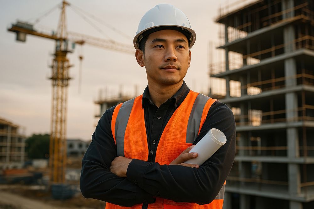 Confident engineer at construction site. | Free Photo - rawpixel