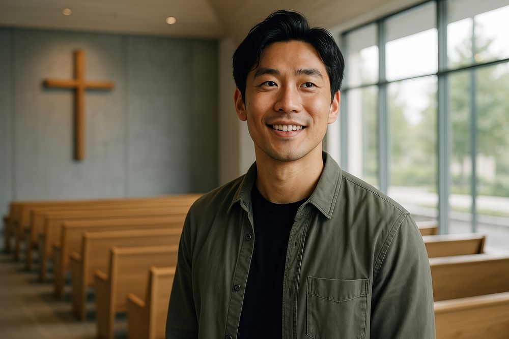 Man smiling inside church | Free Photo - rawpixel