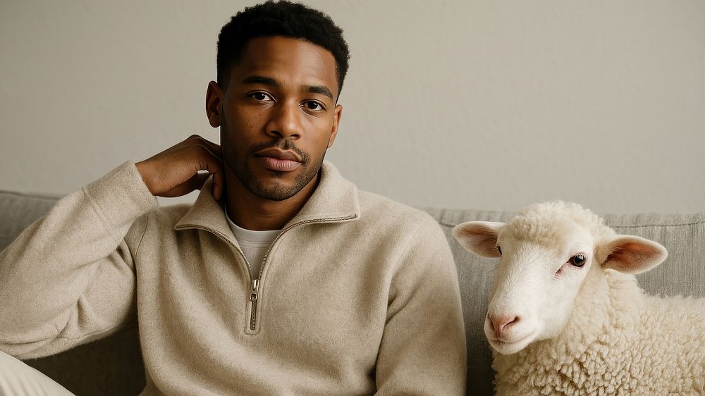 Man sheep cozy companionship serene | Free Photo - rawpixel