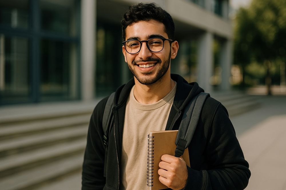 Smiling student holding notebook | Free Photo - rawpixel