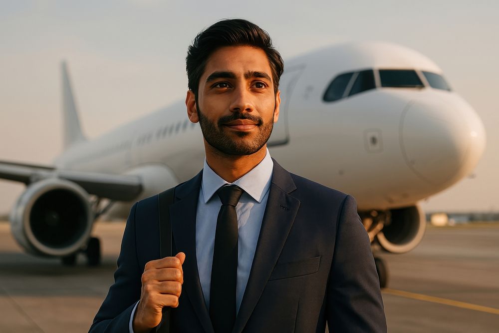 Confident businessman airport arrival | Free Photo - rawpixel