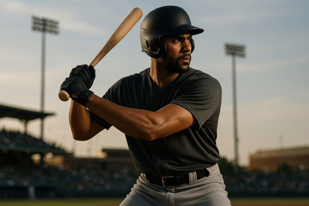 Focused baseball player at bat | Free Photo - rawpixel