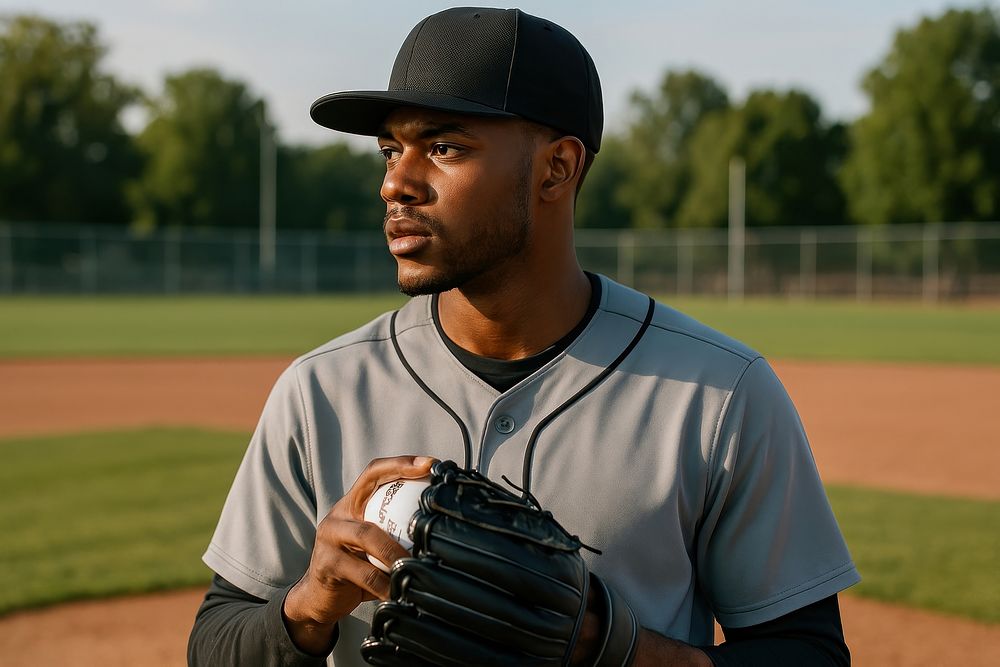 Focused baseball player holding ball. | Free Photo - rawpixel