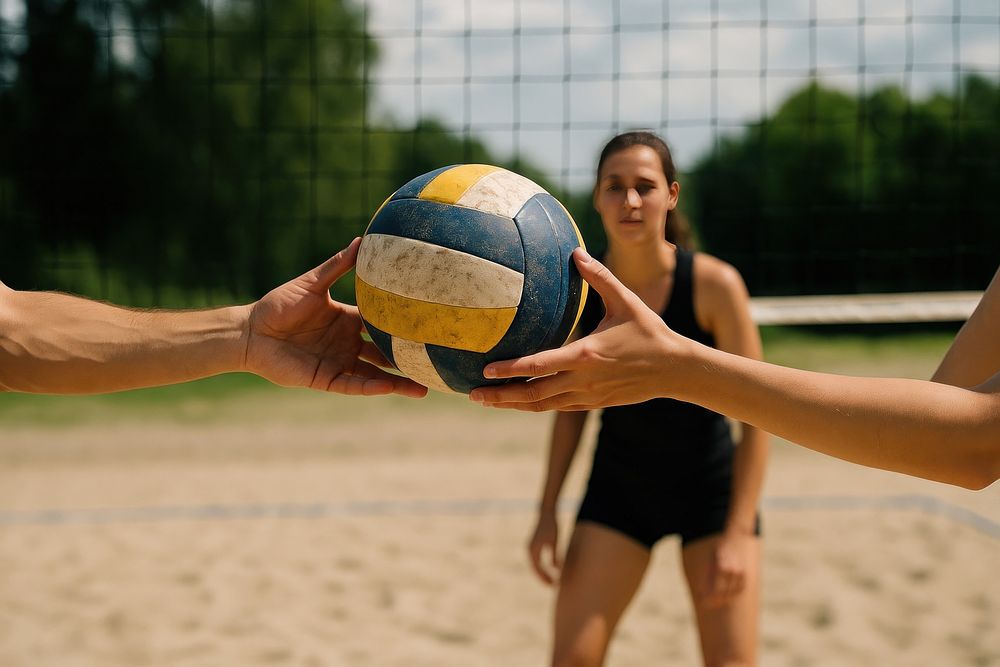 Beach volleyball teamwork outdoors. | Free Photo - rawpixel