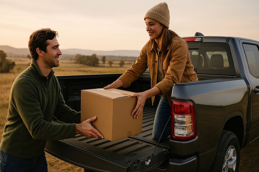 Outdoor delivery teamwork scene | Free Photo - rawpixel