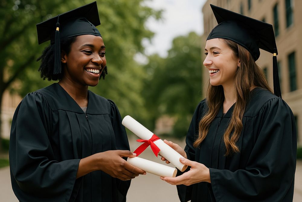 Joyful graduates celebrating academic achievement. | Free Photo - rawpixel