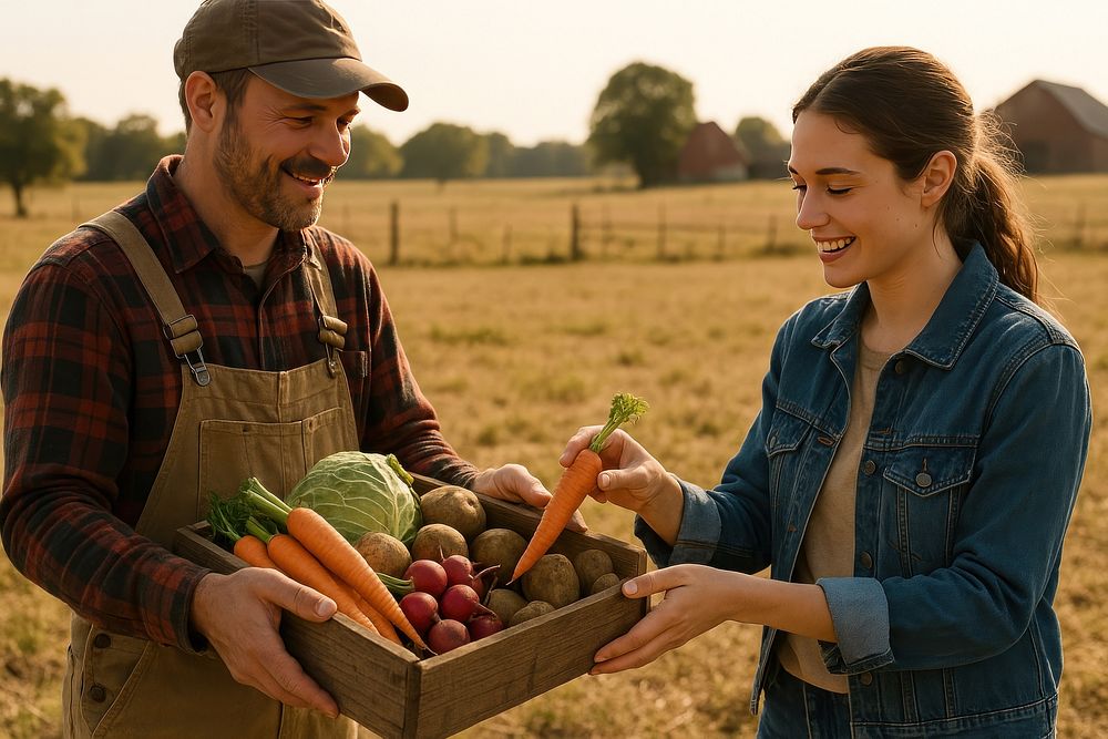 Farmers sharing fresh produce. | Free Photo - rawpixel