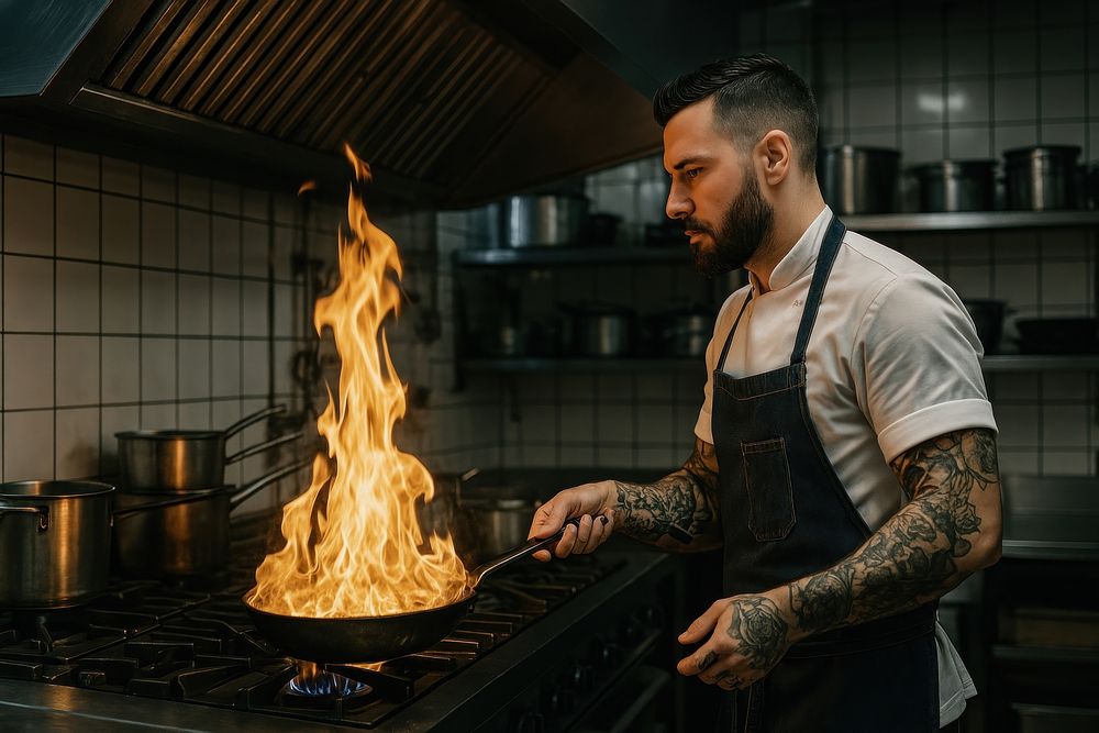 Chef cooking with intense flames | Free Photo - rawpixel