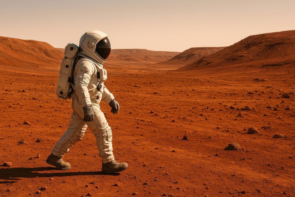 Astronaut exploring Mars landscape. | Free Photo - rawpixel