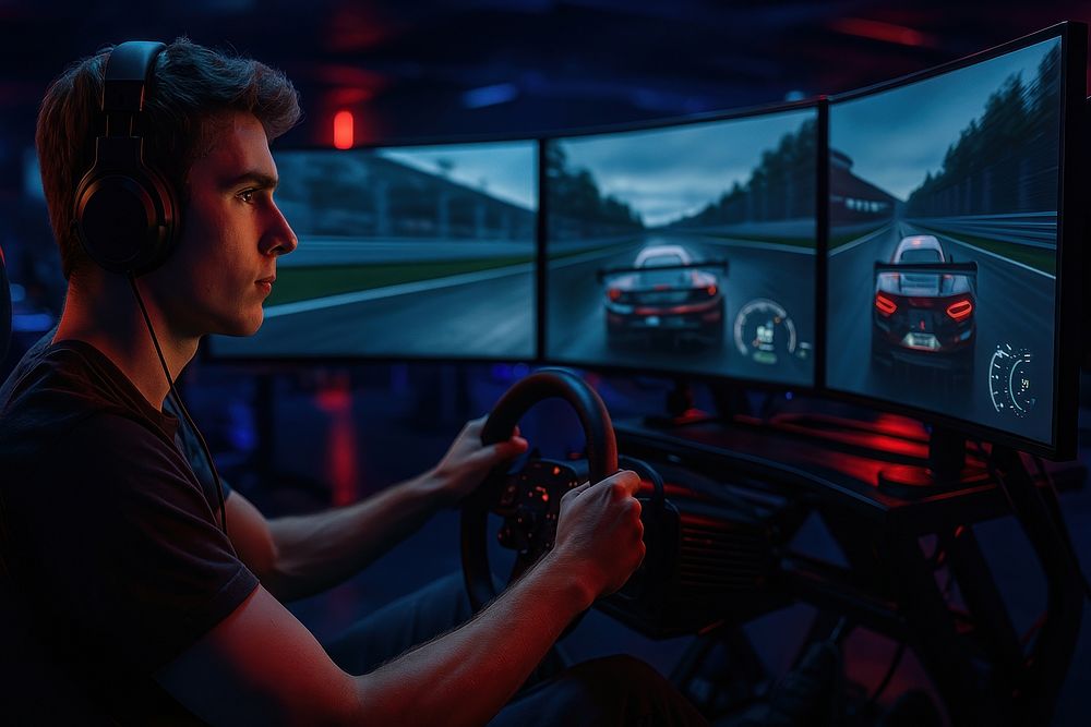 Immersive racing simulation setup. | Free Photo - rawpixel