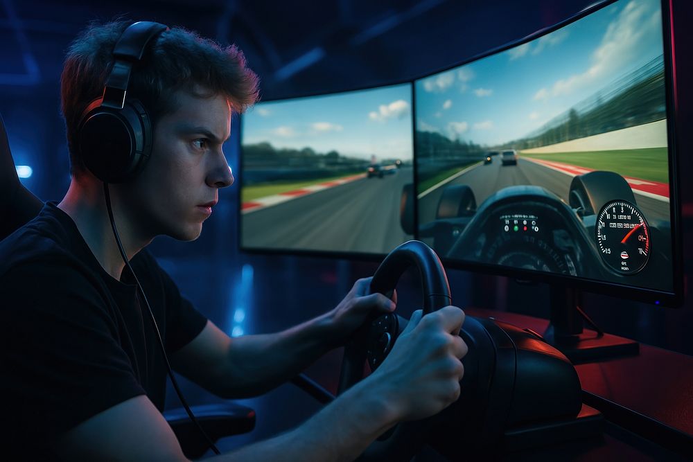 Intense virtual racing experience | Free Photo - rawpixel