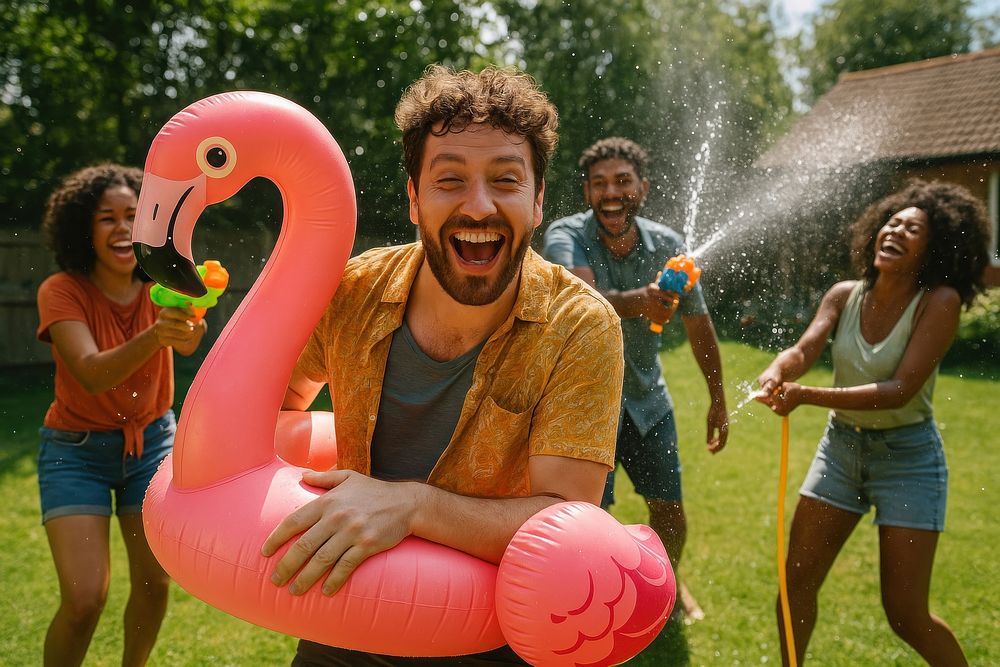 Joyful friends summer water fun | Free Photo - rawpixel