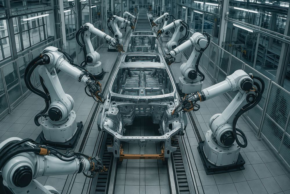 Automated car manufacturing robots. | Free Photo - rawpixel