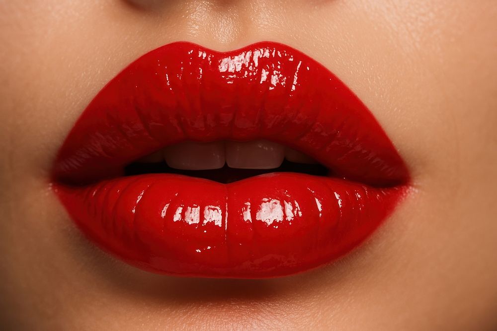 Glossy red lips close-up | Free Photo - rawpixel
